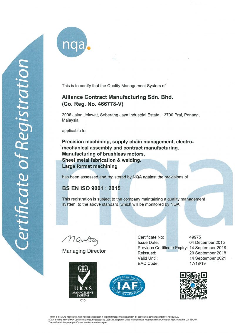 Certifications & Awards – AllianceCorp Manufacturing